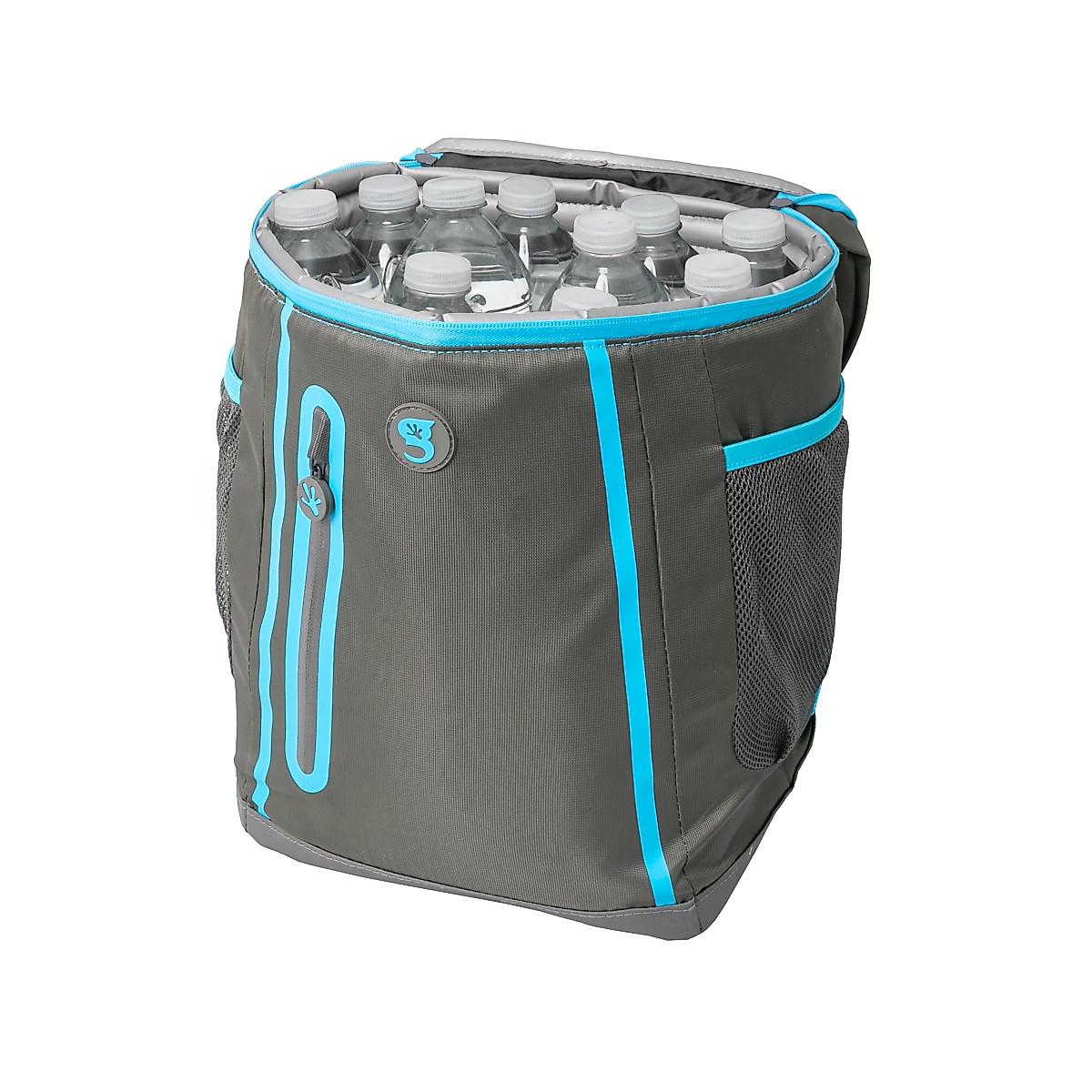 geckobrands Opticool Backpack Cooler – Insulated Leak-Proof Backpack for Travel and Outdoor Activities (Grey/Neon Blue)