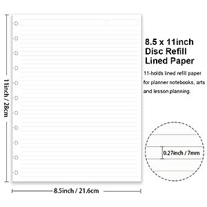 (Pack of 2) Letter Size Discbound Refill Paper, Disc Paper Refill for TUL Custom Note-Taking System Discbound Planner Inserts, 200 Sheets/400 Pages, White Discbound Paper, Arc Paper Refill 8.5 x 11