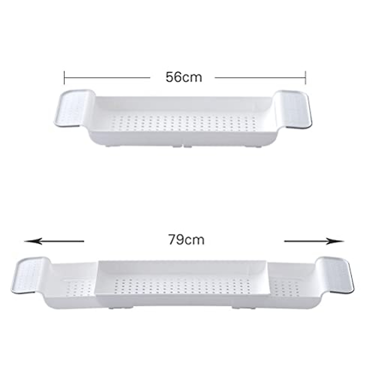 Wusteg Expandable Bathtub Tray Retractable Sink Drain Rack Plastic Bath Caddy Holder Bath Shelf Shower Organizer Bath Stand Multi-Functional for Bathroom Kitchen