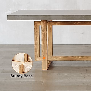 KunMai 63'' Dining Table Concrete Grey Dining Table for 6 Rectangle Wooden Tabletop