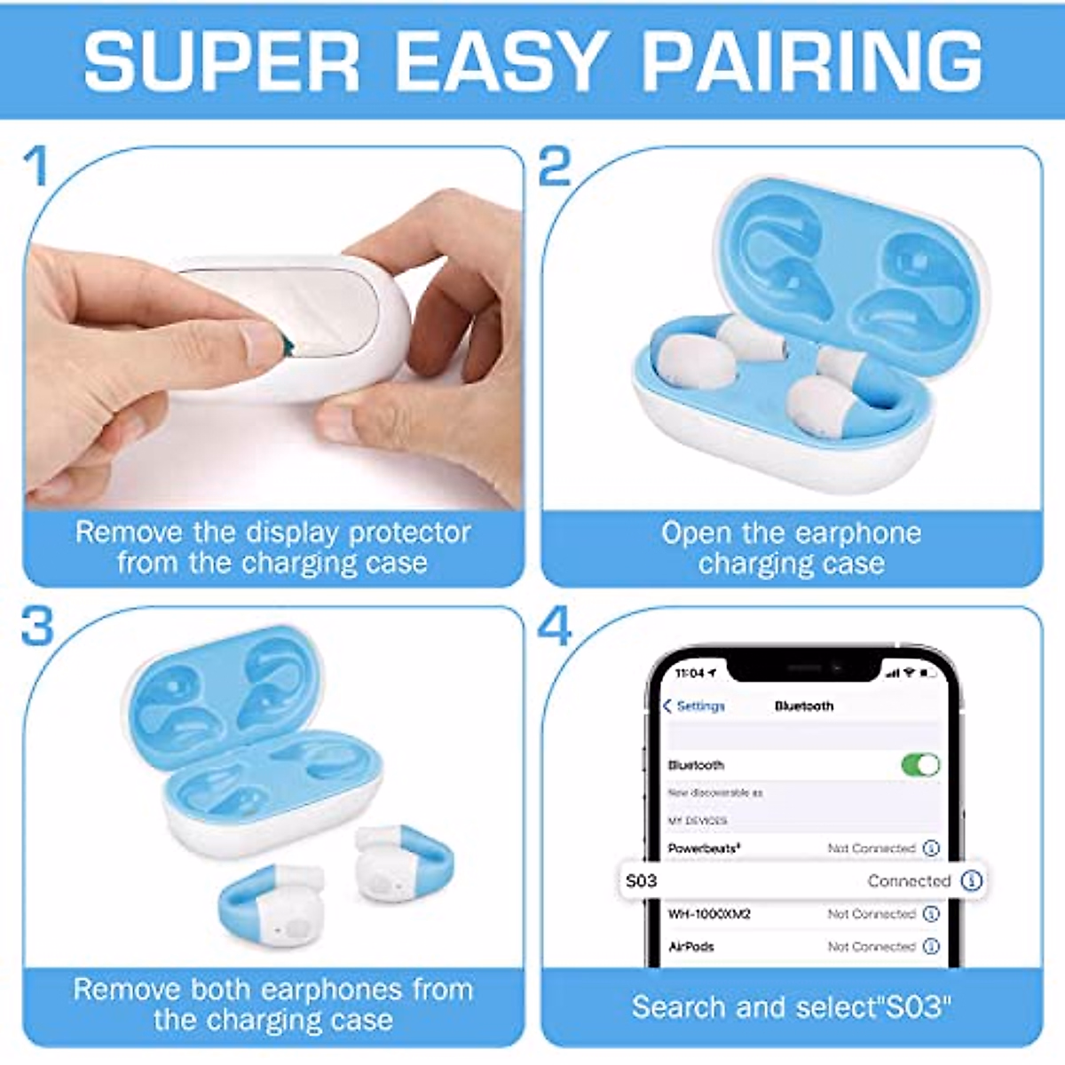 UrbanX UX3 True Wireless Earbuds Bluetooth Headphones Touch Control with Charging Case Stereo Earphones in-Ear Built-in Mic Headset Premium Deep Bass for TCL Tab 10 HD 4G - Black