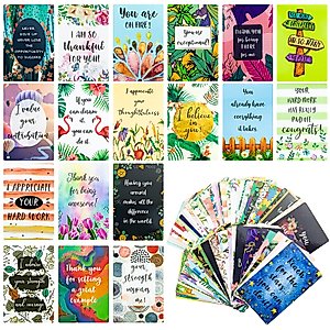 Fantasyon 72 PCS Motivational Cards Positive Affirmations Cards for Women Inspirational Cards Appreciation Cards for Employees Encouragement Mini Note Cards Lunch Box Notes for Kids