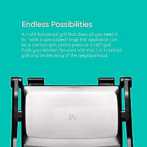 New House Kitchen Stainless Steel Non-Stick Panini Press Grill & Gourmet Sandwich Maker with Removable Drip Tray and 180 Degree Opening Function