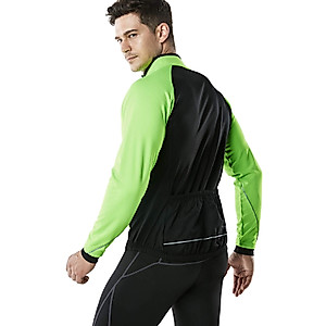TSLA Men's Winter Cycling Jackets, Cold Weather Workout Running Jacket, Warm Thermal Softshell Bike Windbreaker, Cycling Windproof Jacket Neon Green, Medium