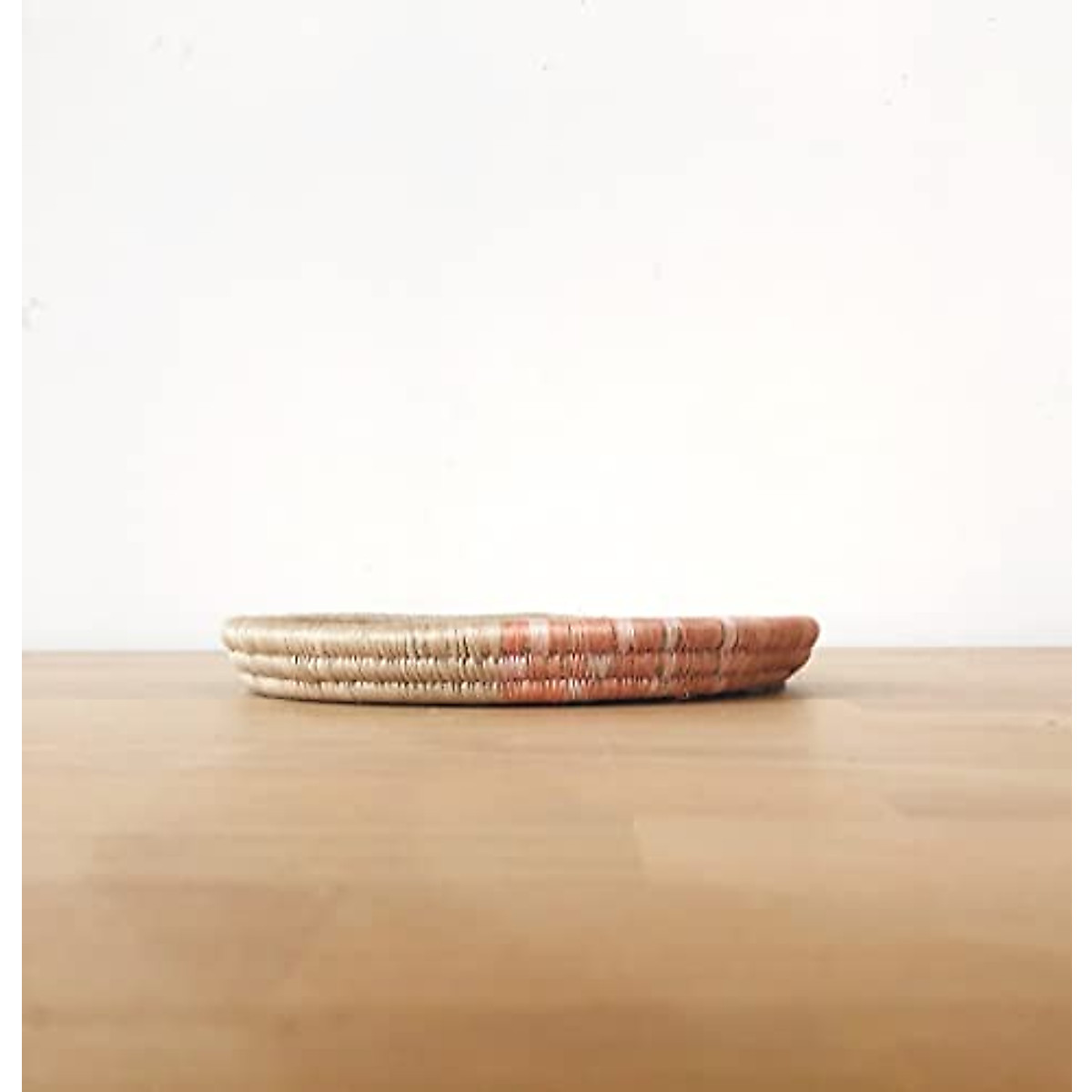 Mini African Tray- Mimuli/Rwanda Basket/Sisal & Sweetgrass Woven Basket/Purple, Peach Tan