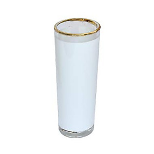 12 Pieces 1.5oz Sublimation Blank Long Shot Glass Bar drink alcohol Tequila Brandy with Golden Rim (4'' x 2'')