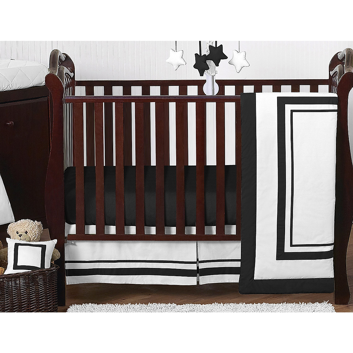 White and Black Hotel Fabric Memory/Memo Photo Bulletin Board by Sweet Jojo Designs