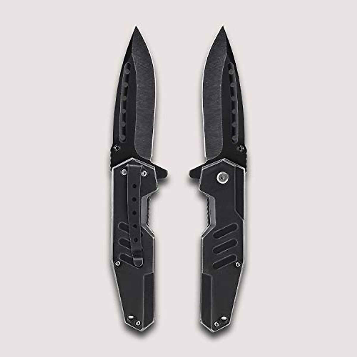 Lichamp Folding Pocket Knife Set for Men, 2-Pack Flip Knife Sharp Pocket Tactical Knife with Clip for Camping, Hunting, Hiking, Fishing, Indoor and Outdoor Activities