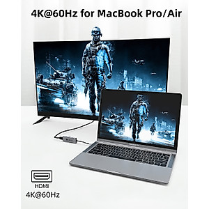 8K USB C HDMI Hub, Steam Deck Dock, USB C Adapter with 8K@30Hz, 4K@120Hz/60Hz/30Hz Ultra HDR Display, PD 100W, USB 3.0 * 2 for Steam Deck, MacBook Pro, Laptop with Thunderbolt4/3, Type C Connector