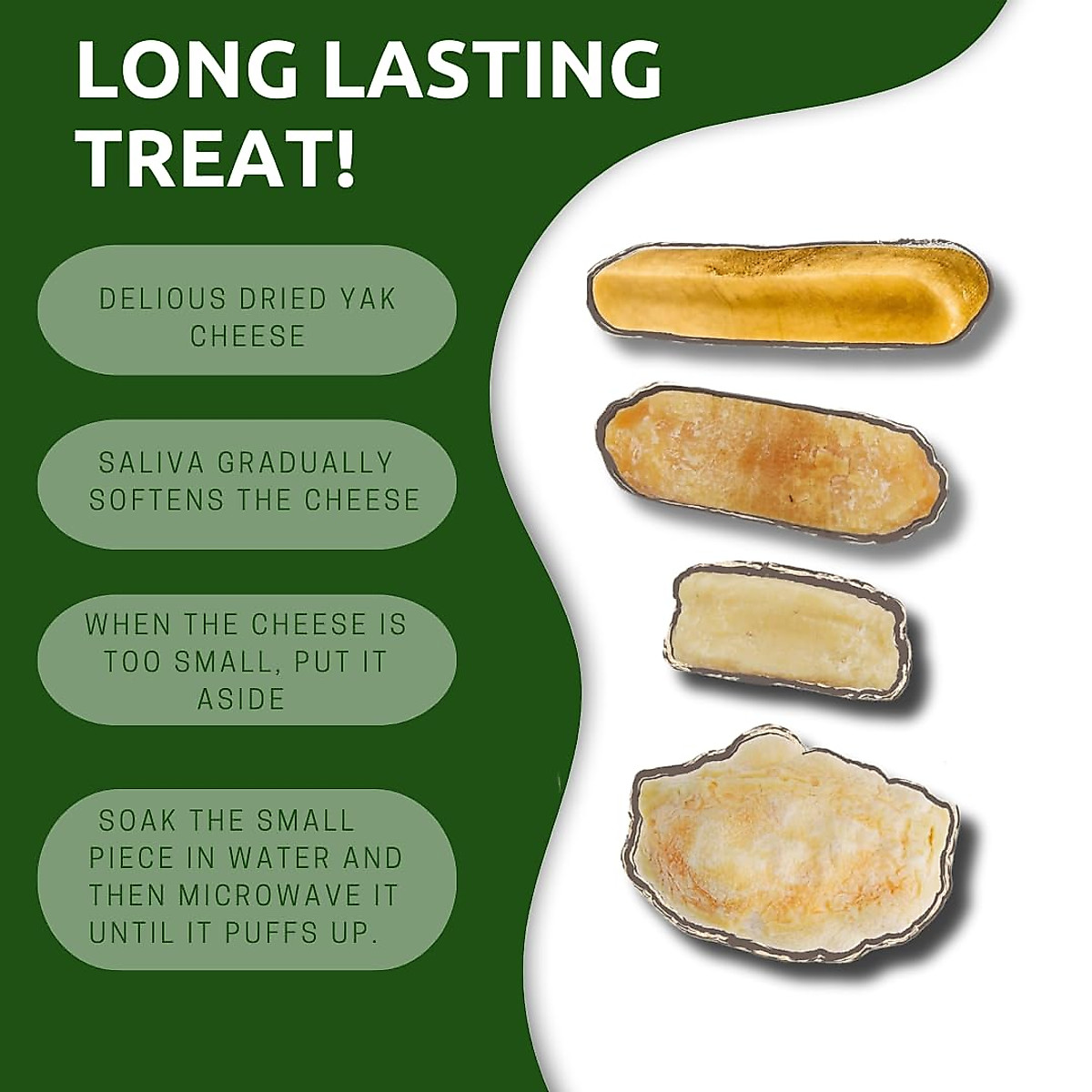 WhiteTail Naturals - Yak Cheese Dog Chews - Long Lasting Tough Dog Bones for Aggressive Chewers & Teething Puppies - All Natural Himalayan Dental Milk Chew Bone (6, Medium)