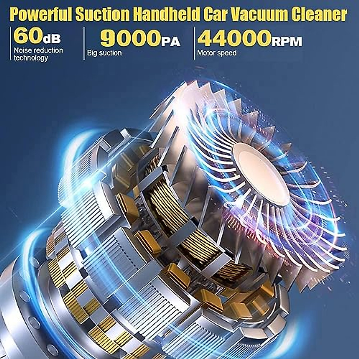 Tuoetp Wireless Handheld Car Vacuum Cleaner, 9000PA Strong Suction Handheld Vacuum Cordless Rechargeable, Wireless Vacuum Cleaner Cordless Mini Portable Vacuum for Car, Home, Office (Black)