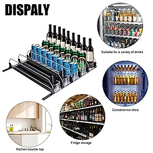 ONCHSH Drink Dispenser for Fridge With Latest Jar Opener Bottle Opener,Automatic Pusher Glide Soda Can Drink Organizer for Refrigerator,Width Ajustable Beverage Self-Pushing-（5，41cm）
