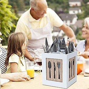 handrong Silverware Caddy Wooden Utensil Cutlery Flatware Caddy Utensils Holder Flatware Cutlery Storage Organizer Holds Spoons Forks Knifes for Kitchen