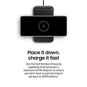 SAMSUNG Electronics Wireless Charger Convertible Qi Certified (Pad/Stand), for Galaxy Buds, Galaxy Phones, and Apple iPhone Devices - US Version - Black (US Version)