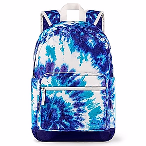 Choco Mocha Tie Dye Backpack for Girls Travel School Backpack 17 Inch, Green Purple
