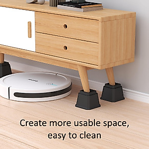 Whynonap Bed Risers 4 Inch Set of 9, Heavy Duty Bed Elevators Risers for Bed Frame 9 Pack Lifts Up 3000 lbs Sofa Table Furniture Riser, Black