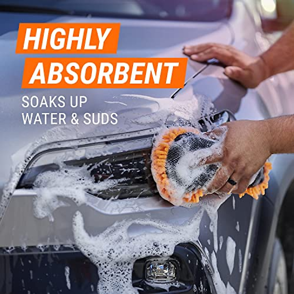 Microfiber Car Wash Mitt and Pad Set by Armor All, Machine Washable, Highly Absorbent Cleaner for Dirt and Bugs