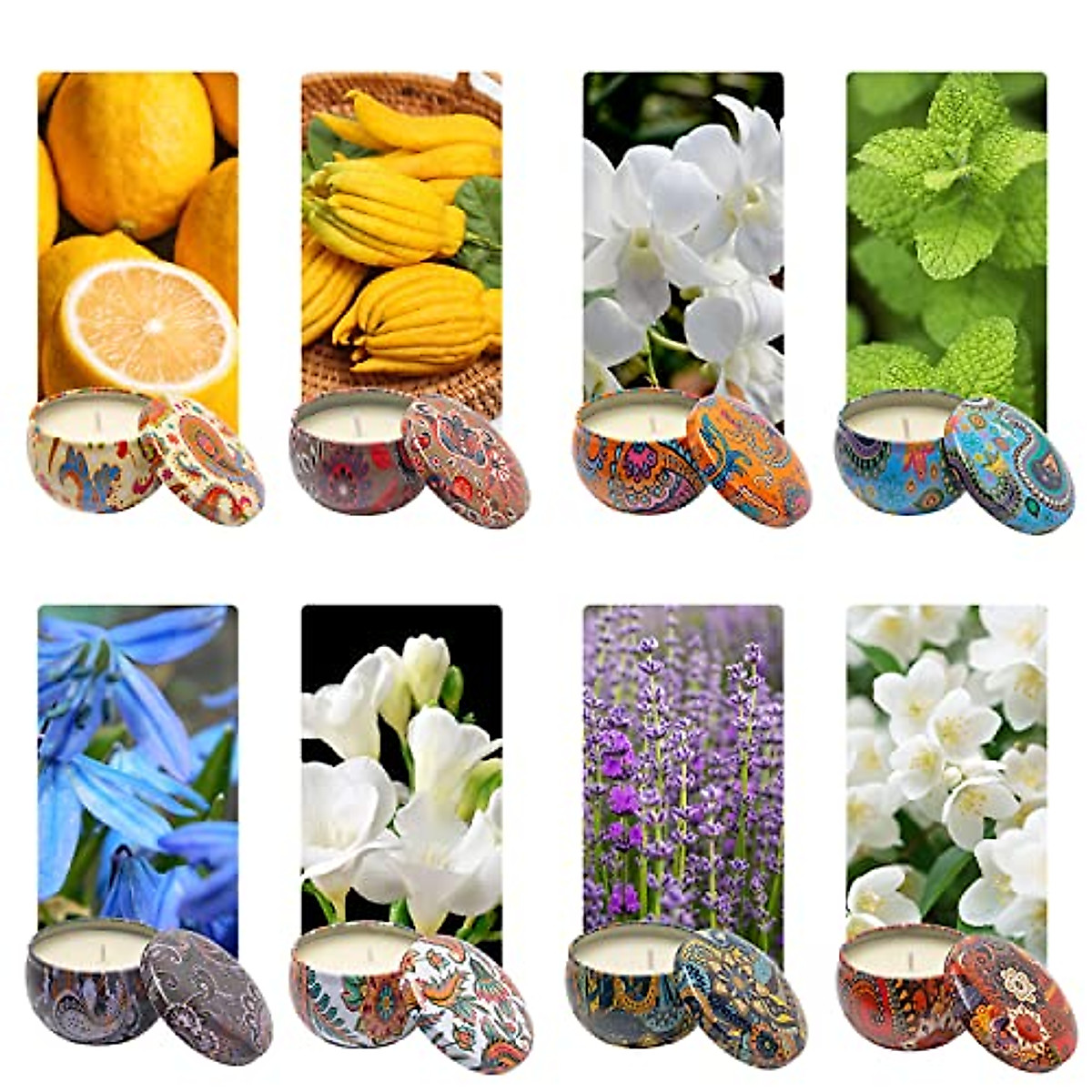 16 Pack Scented Candles Gift Set for Women Aromatherapy Candles for Home Scented Natural Decoration Soy Wax Candles Tin Jar Portable Travel Candles Yoga Mother's Day Valentine's Birthday Day Gifts