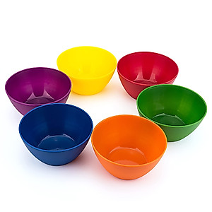 KX-WARE Plastic Bowls with Lids set of 6 - Unbreakable and Reusable 6-inch Plastic Cereal/Soup/Salad Bowls Multicolor, Microwave/Dishwasher Safe, BPA Free