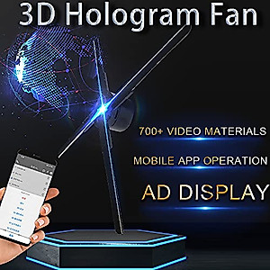 17.7 inch HD 3D Hologram Fan Projector Halloween Display 65s WiFi Bluetooth Can Be Found Projector Lamp 1400P Hi-Resolution Holographic Projector Fan is Best for Business,Store,Shop,Bar(17.7 inch HD)