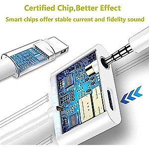 2 Pack Headphone Adapter for iPhone, [Apple MFi Certified] 2 in 1 Lightning to 3.5mm AUX Audio + Charger Splitter Compatible with iPhone 14/13/12/11/XS/XR/X 8/7/SE, Support Music Control(Not for Call)