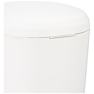 simplehuman Compact Round Bathroom Step Trash Can, 6 Liter / 1.6 Gallon, White Plastic
