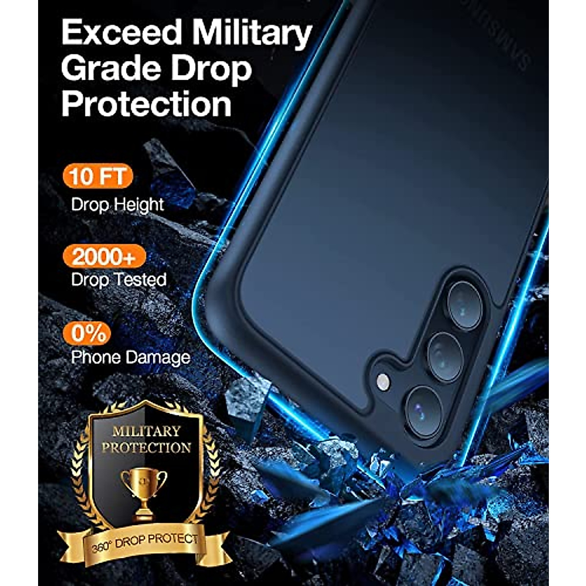 TORRAS Shockproof for Samsung Galaxy S23 Case, [Military Grade Drop Tested] Translucent Matte Hard Back & Soft Edge Slim Protective Compatible for Samsung S23 Case 5G Guardian Series, Black