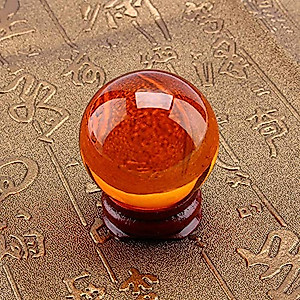 40 MM Citrine Crystal Sphere Ball, Feng Shui Crystal Natural Transparent Crystal Ball Citrine Quartz Crystal with Holder for Wealth