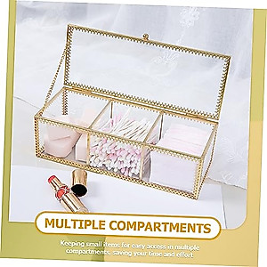 Holibanna Box Jewelry Storage Box Compartment Makeup Case Jewelry Display Boxes Tea Holder for Tea Bags Organizer Jewelry Storage Organizer Drawer Organizer with Lid Glass Jewelry Box Office
