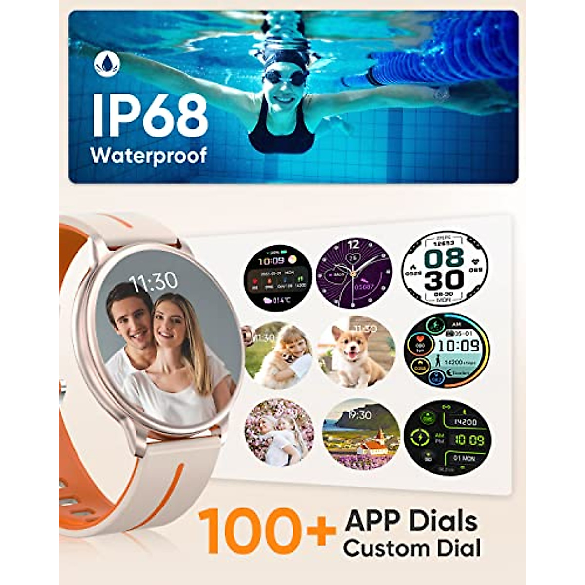 HYSTORM Health Smart Watches for Women, 1.43" AMOLED Always-on Display Fitness Tracker Smart Watch with Bluetooth Call, 8 Health Apps Blood Glucose HRV Monitor Waterproof Smartwatch for Android iOS