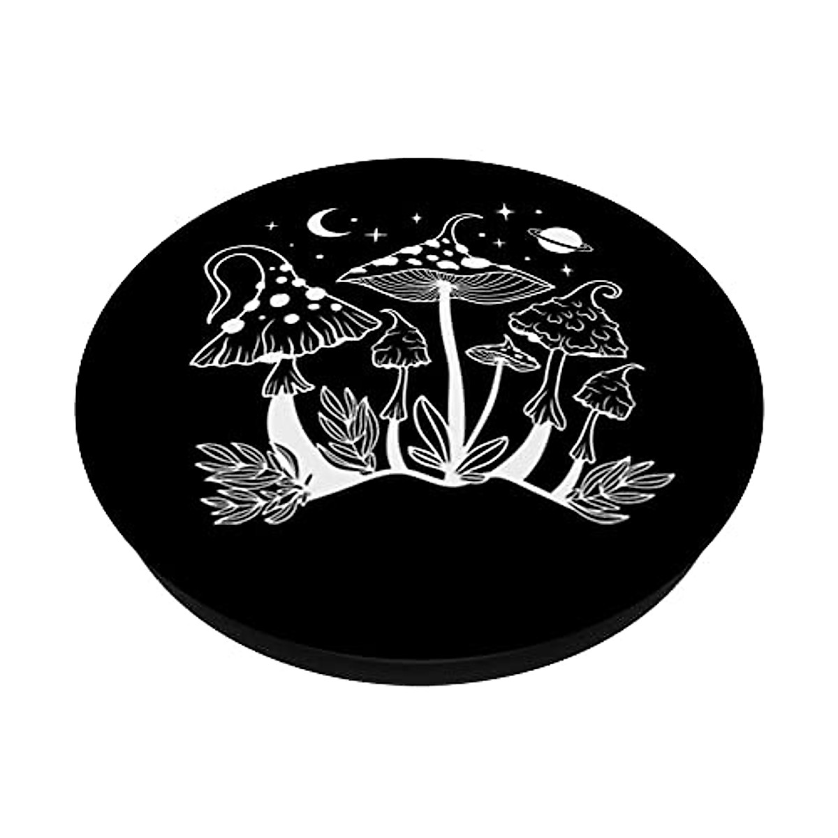 Silhouette Mystical Mushroom With Moon Stars PopSockets Swappable PopGrip