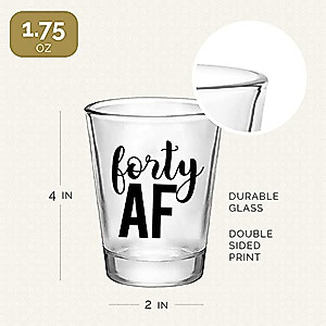 Forty AF, 40 AF, 40th Birthday Shot Glasses, 40th Birthday Party Shot Glasses Set of 12 1.75oz Shot Glasses, 40th Birthday Glass Shot Glass, Perfect for Birthday Parties, Birthday Decorations (40 AF)