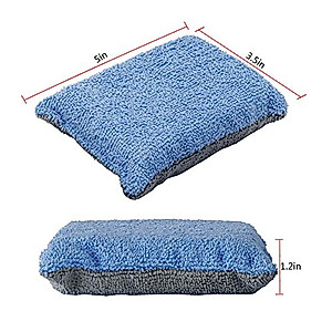 AuInLand 12 Packs Microfiber Car Applicator Sponge, Foam Waxing Pad, Blue & Grey