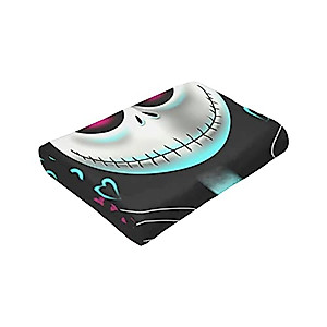 3D Printed Christmas Blanket Jack & Sally Adult Blanket Novelty Soft Flannel Blanket for Couch Bed Living Room Sofa 2-50"x40"