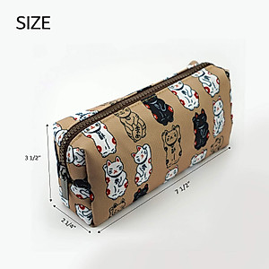 LParkin Lucky Japanese Cat Pencil Case Cute Maneki Neko Cat Pencil Bag Pouch Case Makeup Cosmetic Bag Kawaii Gadget Box Stationary