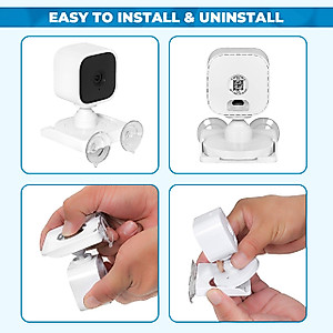 Blink Mini Compatible Secure Suction Mount Bracket with Dual Suction Cups Allows 360 Swivel – Affixes to Stainless Steel, Window Glass, Mirror and Smooth Surfaces (1 Mount)