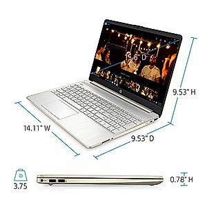 HP Pavilion Laptop (2021 Latest Model), AMD Athlon 3050U Processor, 16GB RAM, 512GB SSD, Long Battery Life, Webcam, HDMI, Bluetooth, WiFi, Gold, Win 10 + Oydisen Cloth