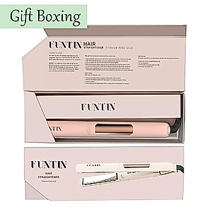 FUNTIN S10 Hair Straightener, Flat Iron - 100% Pure Titanium Flat Iron for straightening Curls Ion Inside 1 Inch (Baby Pink)