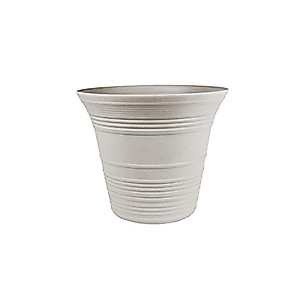 The HC Companies 7 Inch Sedona Round Self Watering Planter - Small Decorative Lightweight Plastic Plant Pot for Indoor Outdoor Plants Flowers Herbs, Cottage Stone