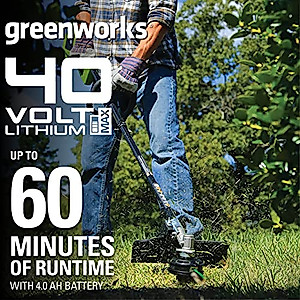 Greenworks 40V 14" Brushless Cordless (Attachment Capable) String Trimmer, 4.0Ah Battery and Charger Included
