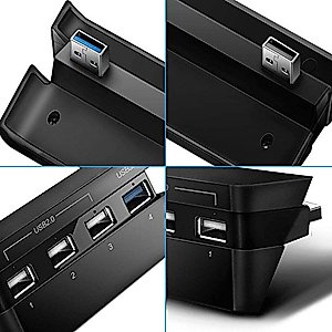 Lenboken Gaming Console Hub, 4 USB Port Hub for P4 Slim, USB 3.1 High Speed USB 2.0 Super Transfer Speed Charger Controller Splitter Expansion Adapter with LED Light for P4 Slim