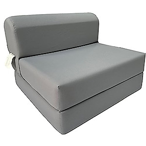 D&D Futon Furniture Gray Sleeper Chair Folding Beds, Convertible Studio Sofa Bed, High Density Foam (70 x 32 x 6 in Thick)
