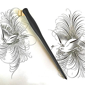 Hztyyier 6.5 Inch Calligraphy Oblique Nib Pen Holder, Black Right Handed Dip Nib Pen Holder with Removable Multi-fit Brass Flange for Beginners Birthday Gift