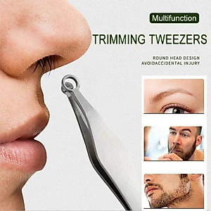 2pcs Nose Hair Trimmer for Men Women Painless Universal Nose Hair Trimming Tweezers,Nose Hair & Beard Trimming Scissors