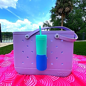 BAGLETS - Can Drink & Water Bottle Holder Charm Accessory Compatible with Bogg Bags - Keep Bottles or Drink Cans Handy with your Tote Bag - Fits Inside or Outside of the Bag – Made in USA - Blue