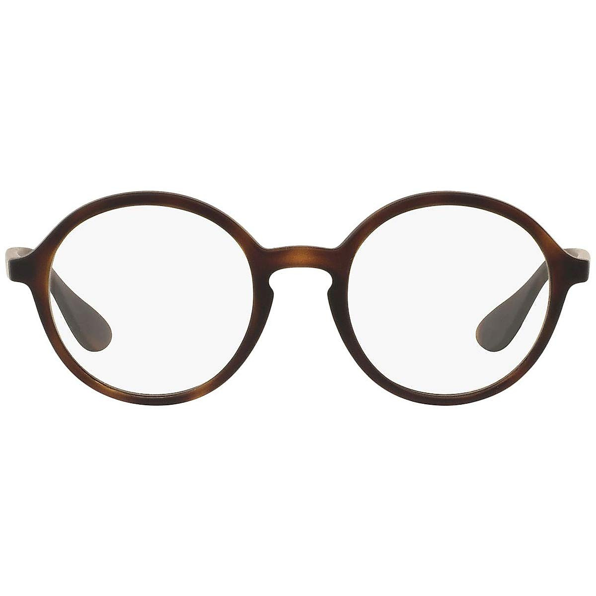 Ray-Ban RX7075 Round Prescription Eyeglass Frames, Rubber Havana/Demo Lens, 49 mm