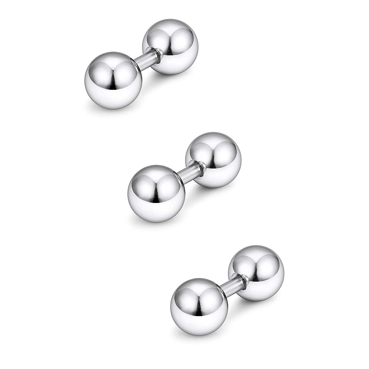 Yaalozei 14G Big Piercing Balls PA Ring Piercing Jewelry 316L Surgical Stainless Steel Externally Threaded Straight bar Barbell Tragus Helix Ring Cartilage Lobe Earring piercing Jewelry Women Men 6mm