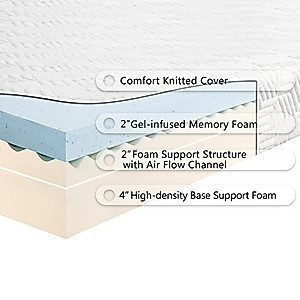 8" Three Layers Cool Medium High Softness Cotton Mattress with 2 Pillows (Queen Size) White