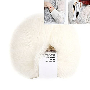 Soft Mohair Wool Knitting Yarn Lightweight Hand Knitwear Yarn DIY Shawl Scarf Crochet Thread(White)