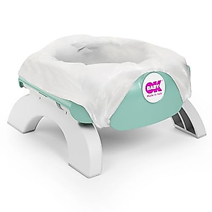 OKBABY On The Spot 3 in 1 Travel Potty Seat - Compact & Lightweight Design - Features Non-Slip Rubber Base - Removable Inner Bowl - Toilet Training Seat for Toddlers & Children, Turquoise